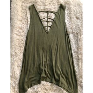 American Eagle Outfitters | Tops | Ae Ribbed Olive Green Strappy Tank Nwot | Poshmark